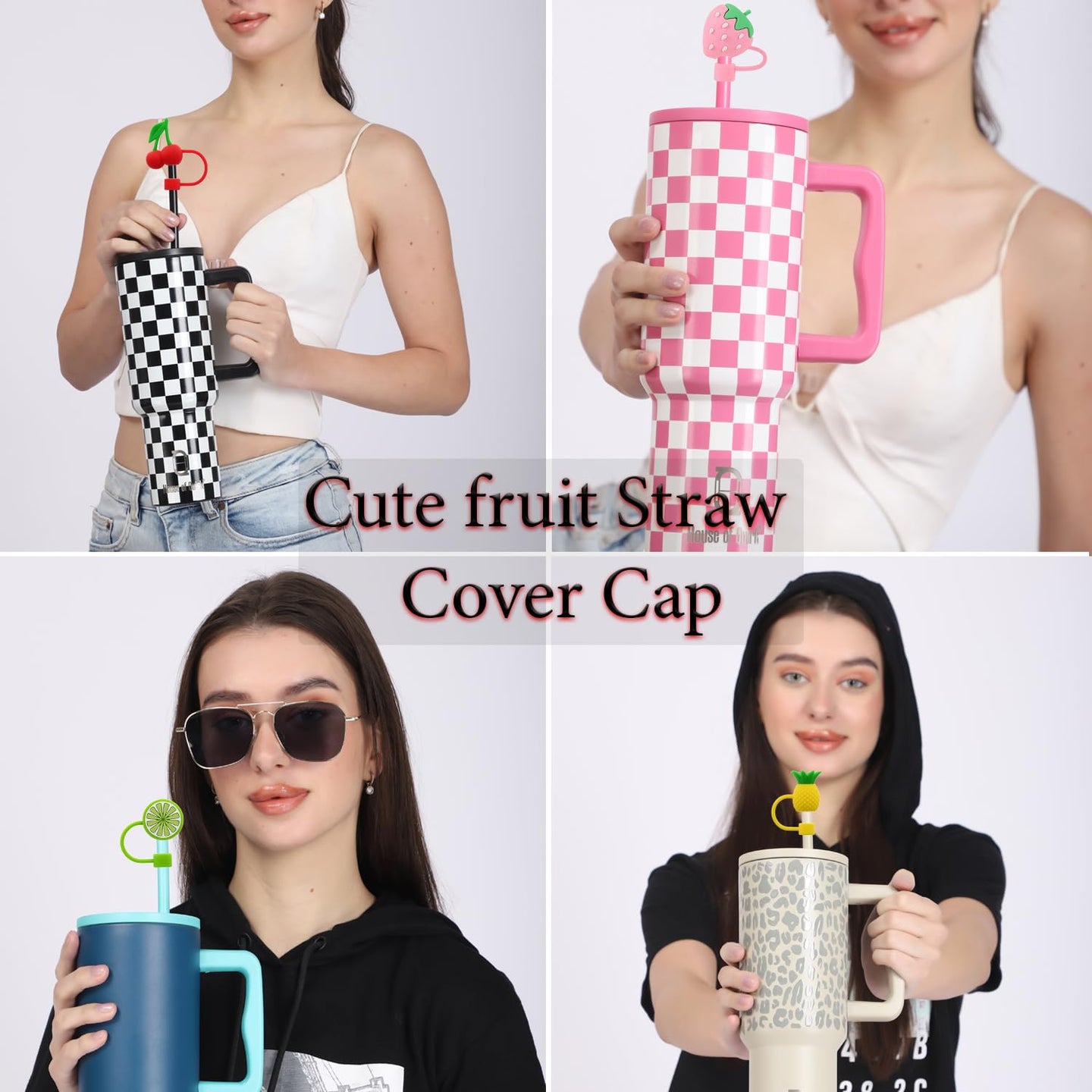 Silicone 10mm Cute Fruit Straw Toppers for Tumblers (5 Pcs) – House of ...
