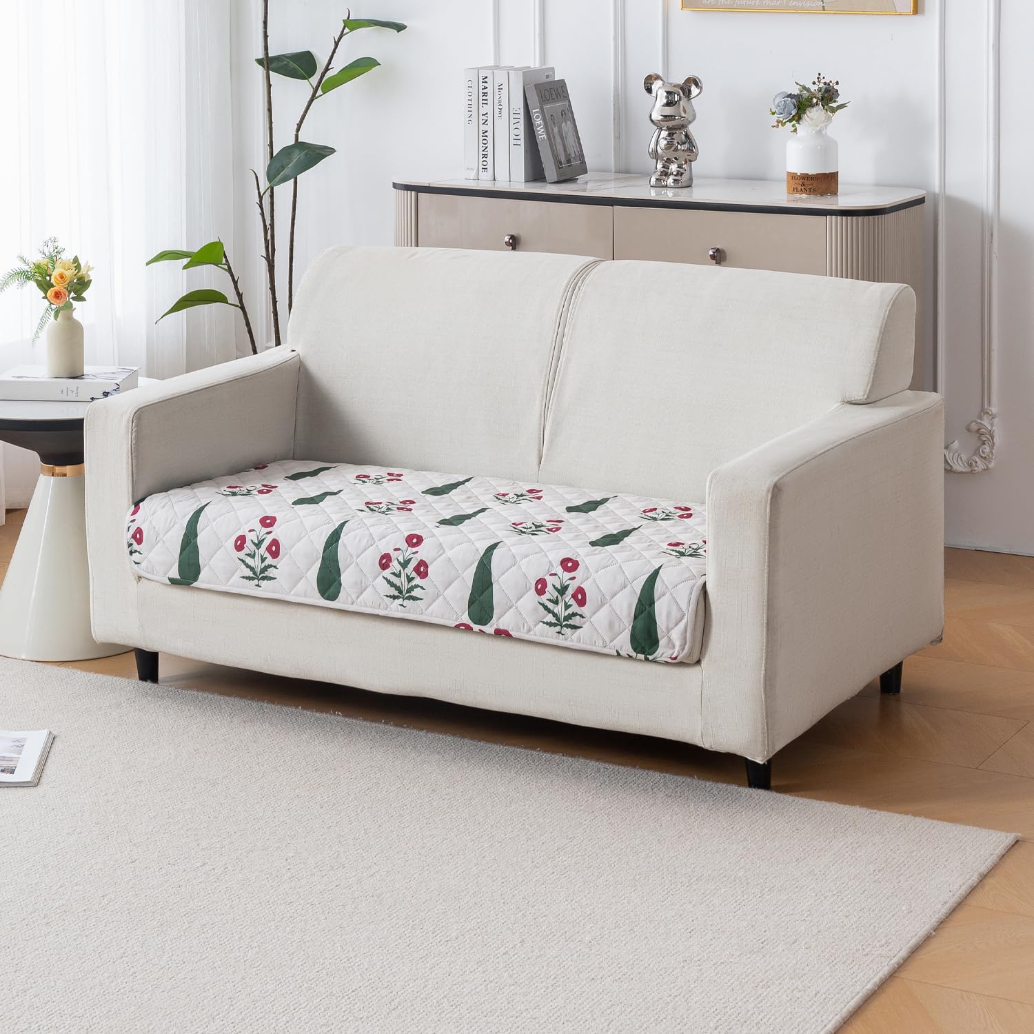 Printed Quilted Sofa Cover for 1/2/3/4 Seater Anti-Slip- Shalimar Gard ...