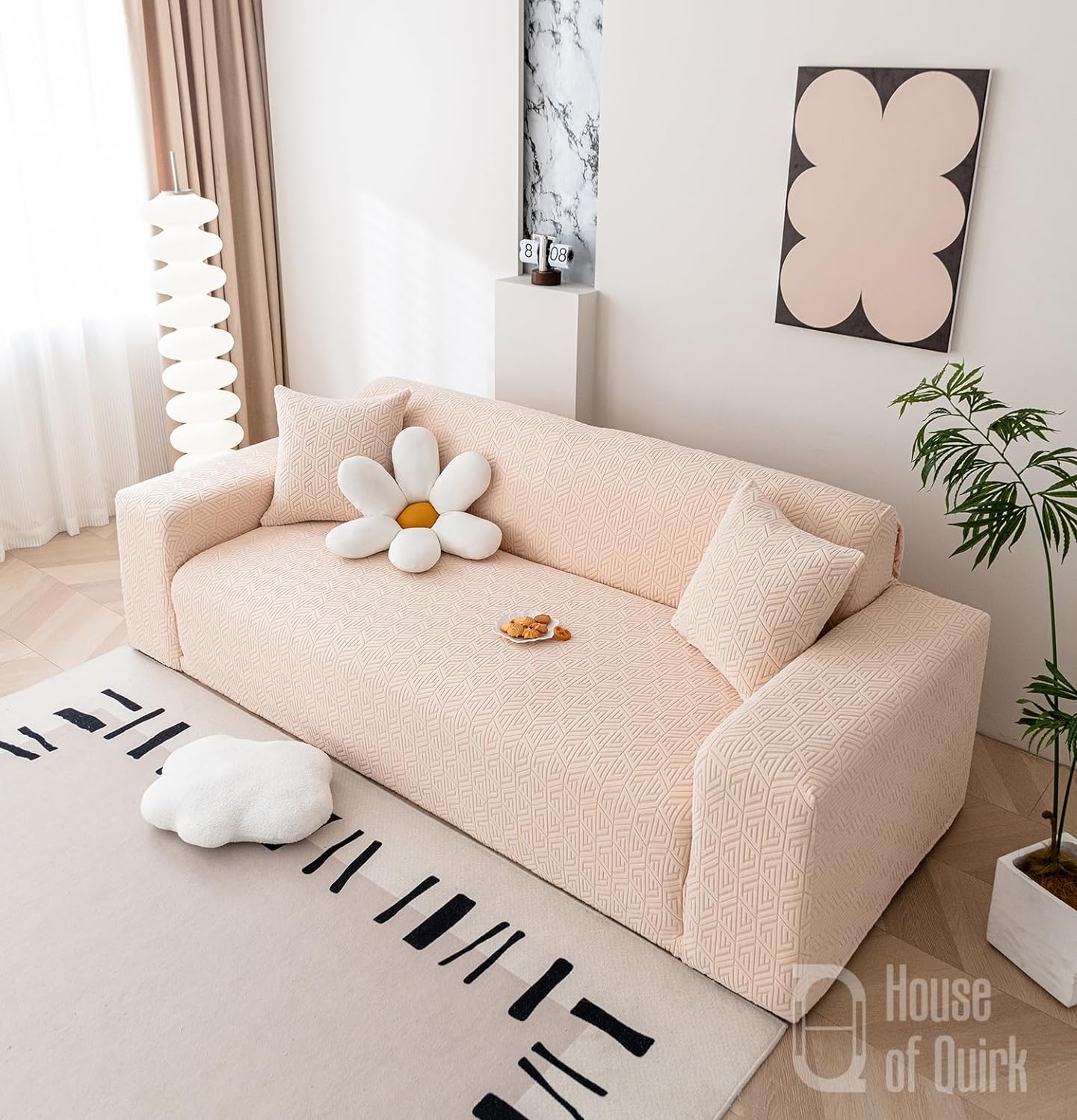 Universal Jacquard Grain Texture Fabric Sofa Cover - Beige – House of quirk