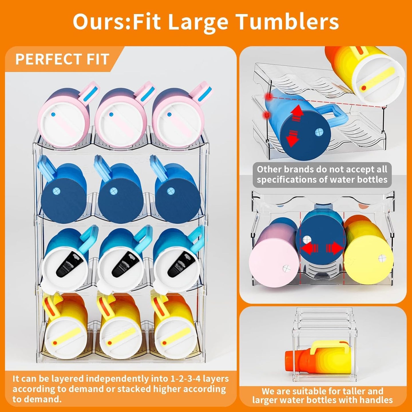 Plastic Tumbler Rack Stackable Water Bottle Organizer – House of quirk