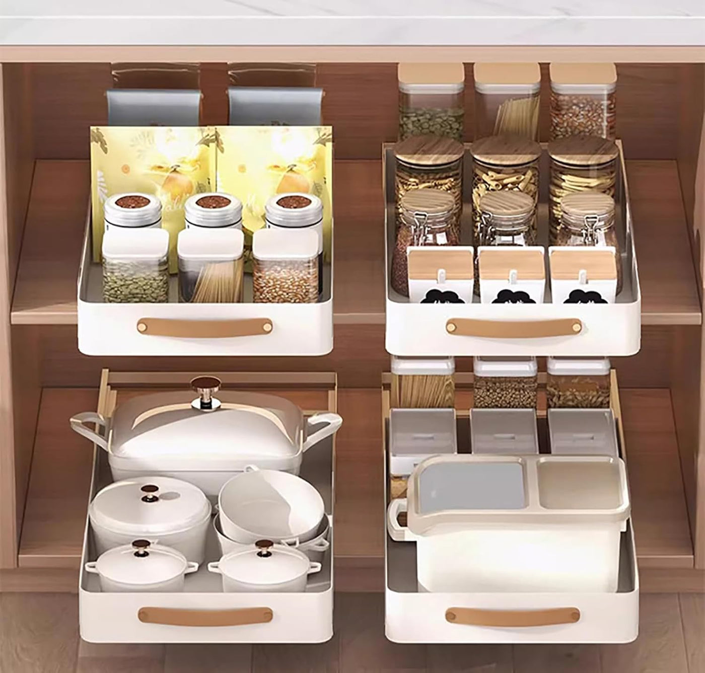 Pull Out Cabinet Organizer, Expandable Slide out Drawers for Kitchen C ...