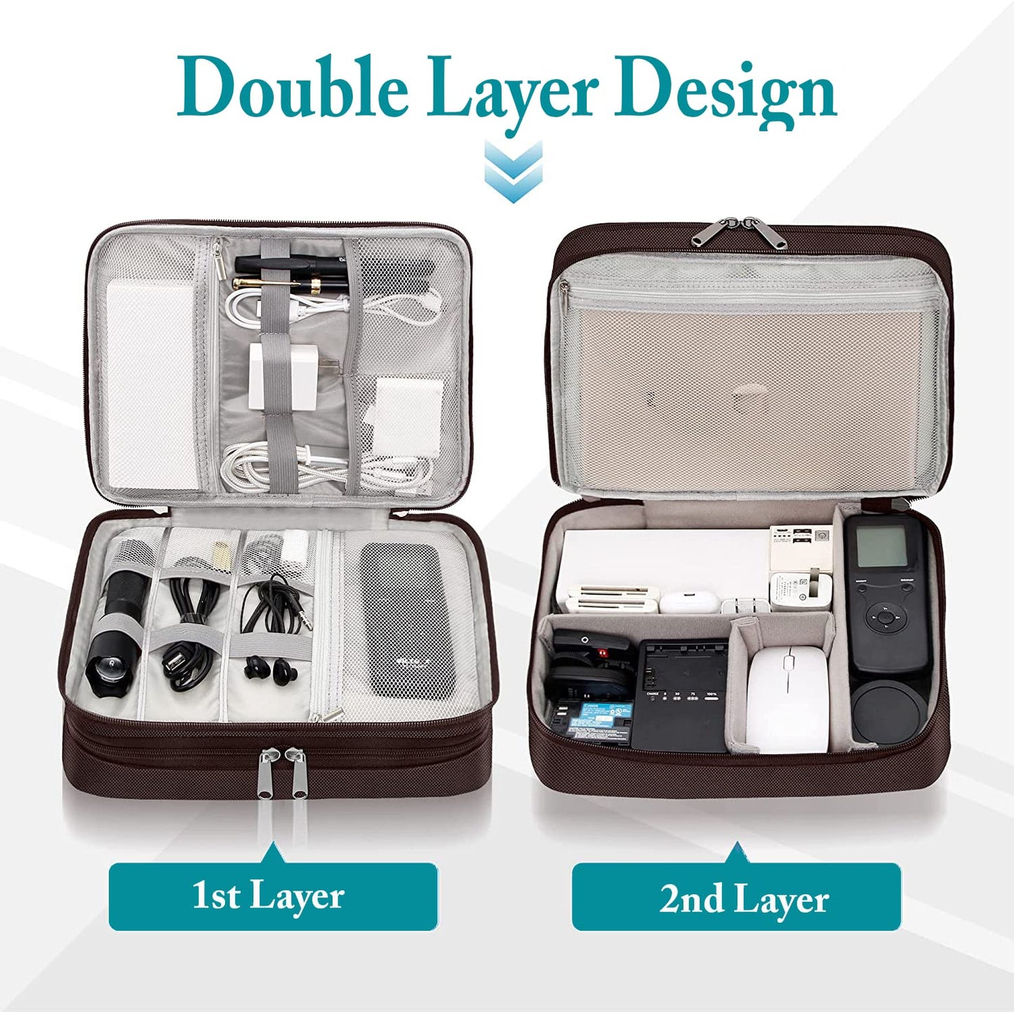 Electronics Travel Organizer Double Layer Cable – House of quirk